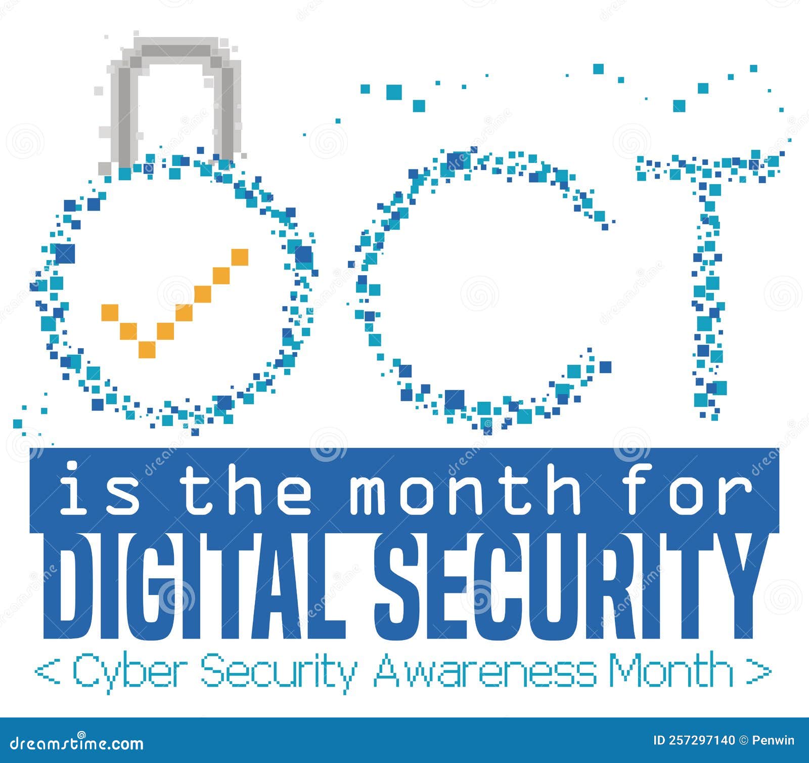 Square Dots Forming a Padlock, Promoting Cybersecurity Awareness Month ...