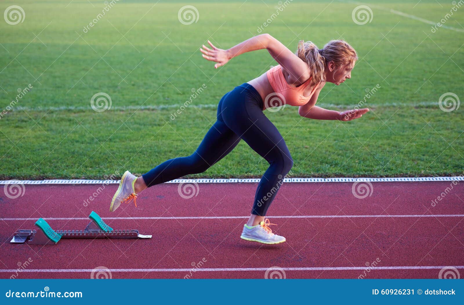 Pixelated Design of Woman Sprinter Leaving Starting Blocks Stock Image ...
