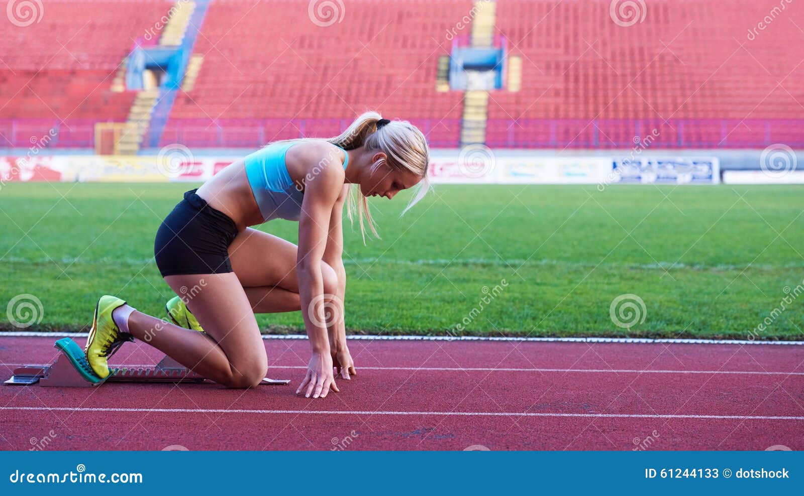 Pixelated Design of Woman Sprinter Leaving Starting Blocks Stock Image ...