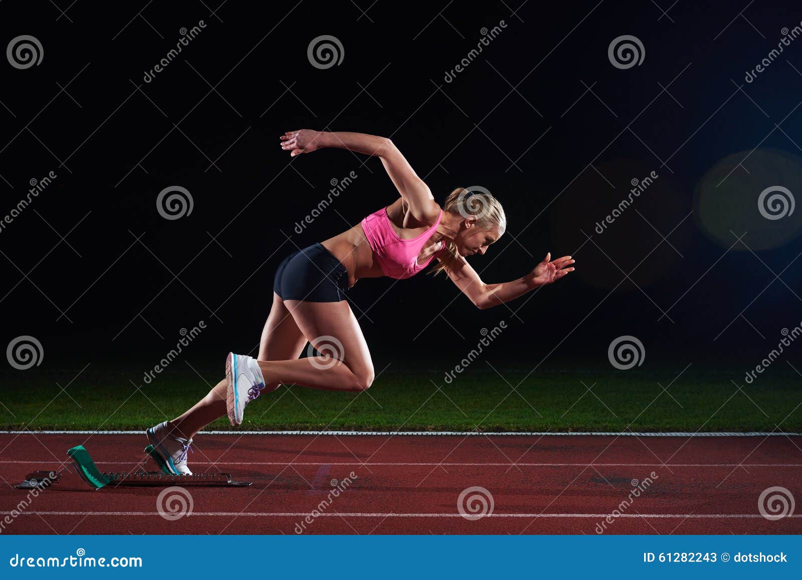 Pixelated Design of Woman Sprinter Leaving Starting Blocks Stock Image ...