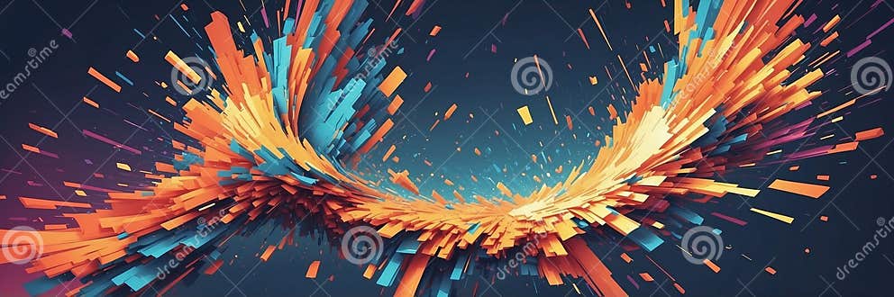 Pixelated Digital Distortion Breaking through a Smooth Surface Stock ...