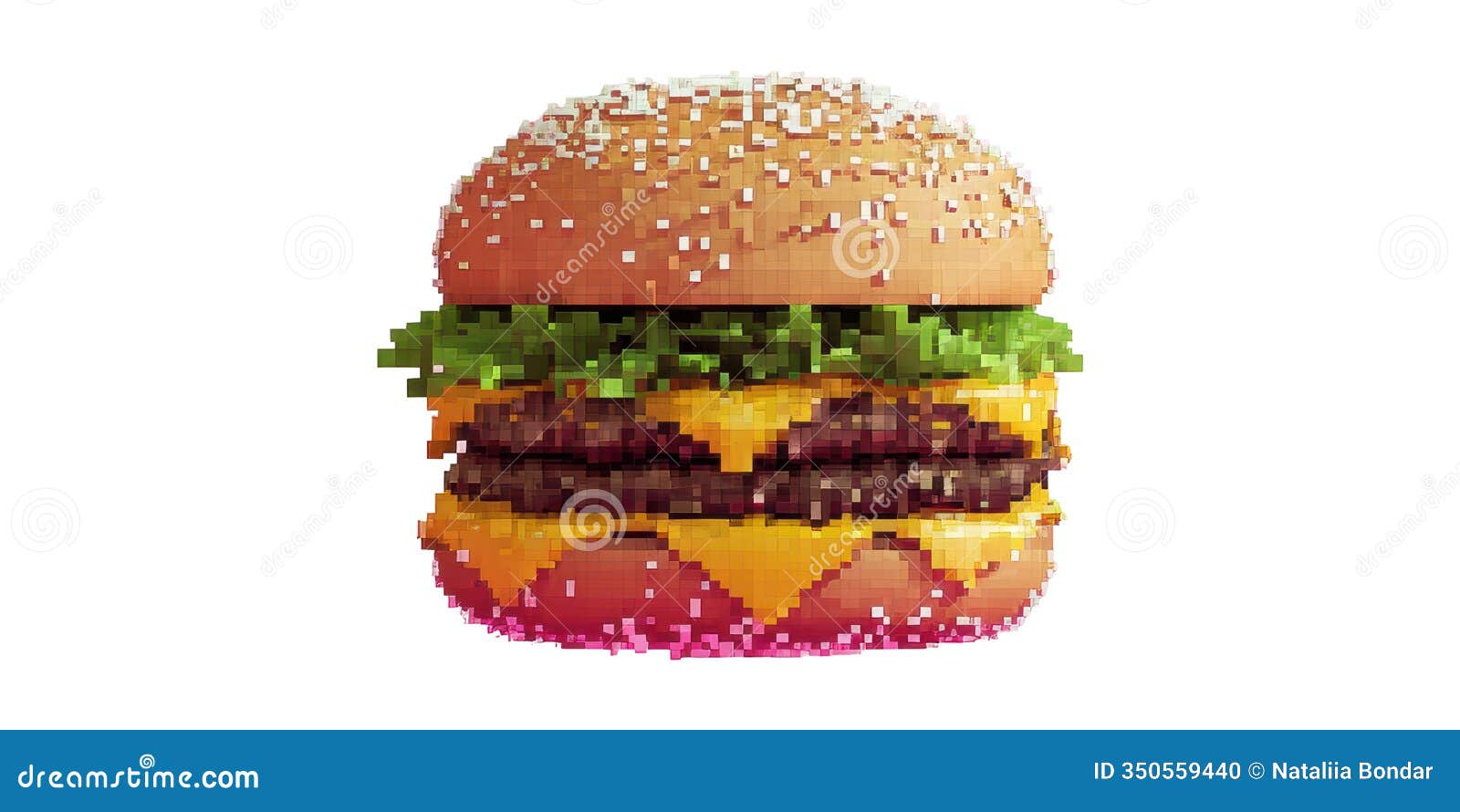Pixelated Double Cheeseburger with Lettuce Isolated on Transparent ...