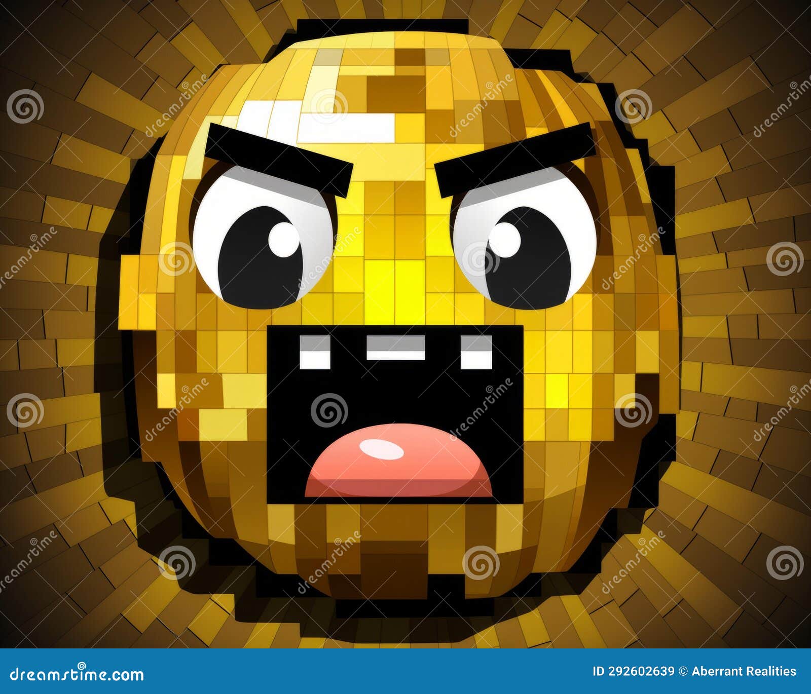 A Pixelated Face with an Angry Expression on it Stock Illustration ...