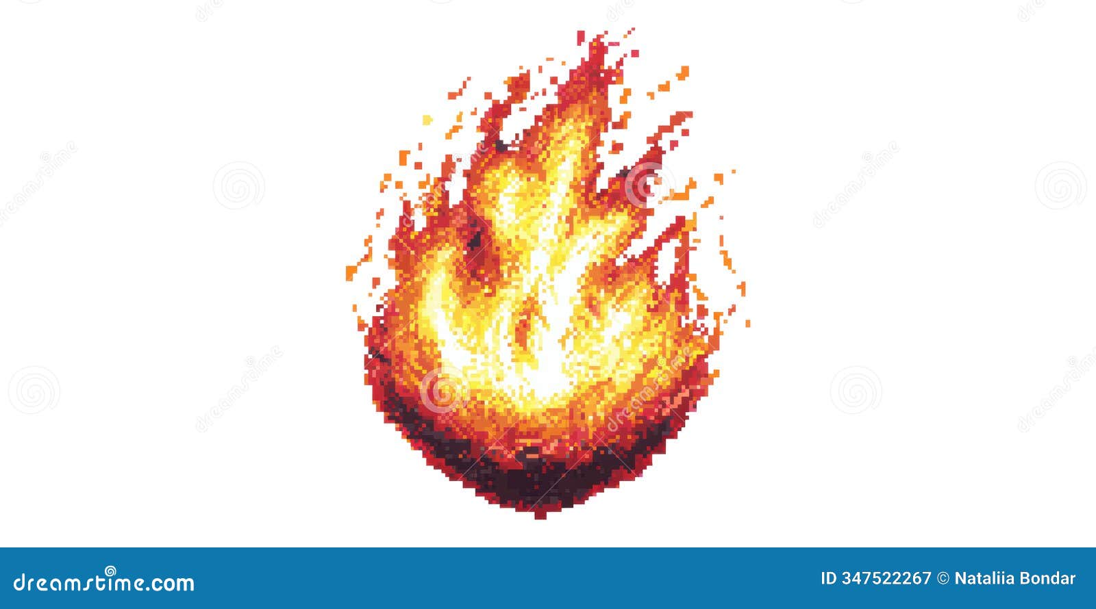 Pixelated Flame Icon in Pixel Art Style. Isolated on Transparent ...