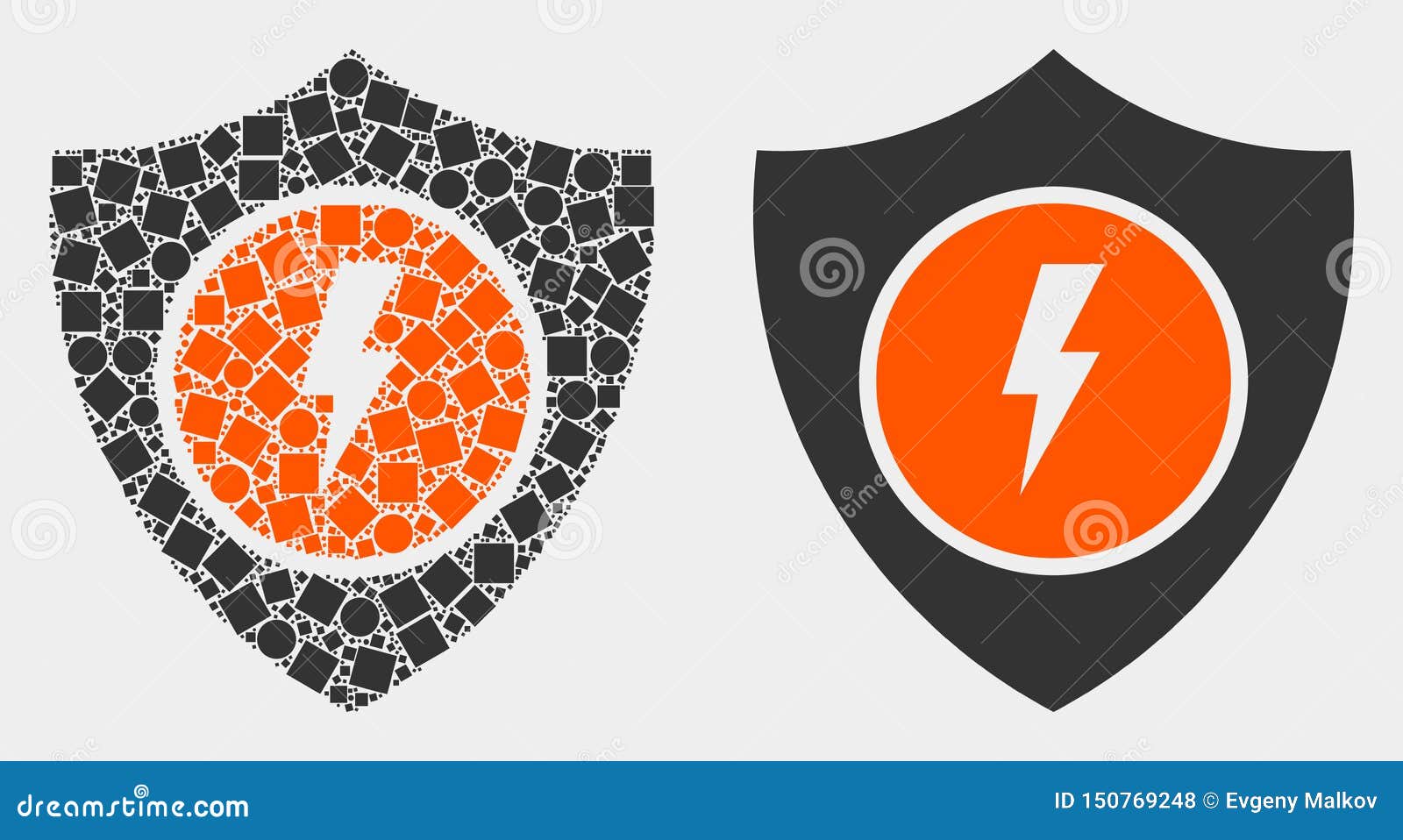 Pixelated and Flat Vector Electric Shield Icon Stock Vector ...