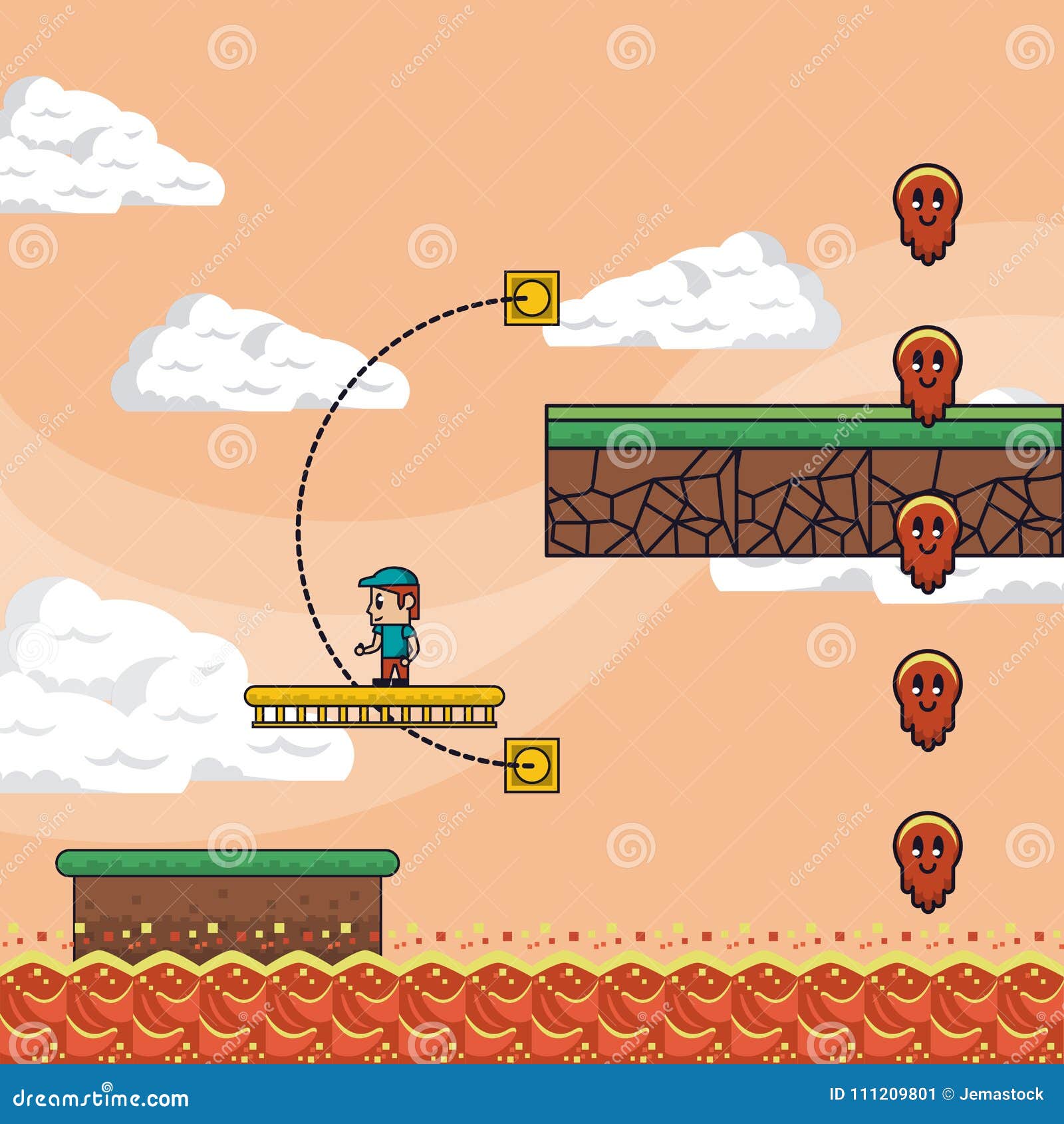 Pixelated Game Tetris Pattern Cartoon Vector | CartoonDealer.com #69018461