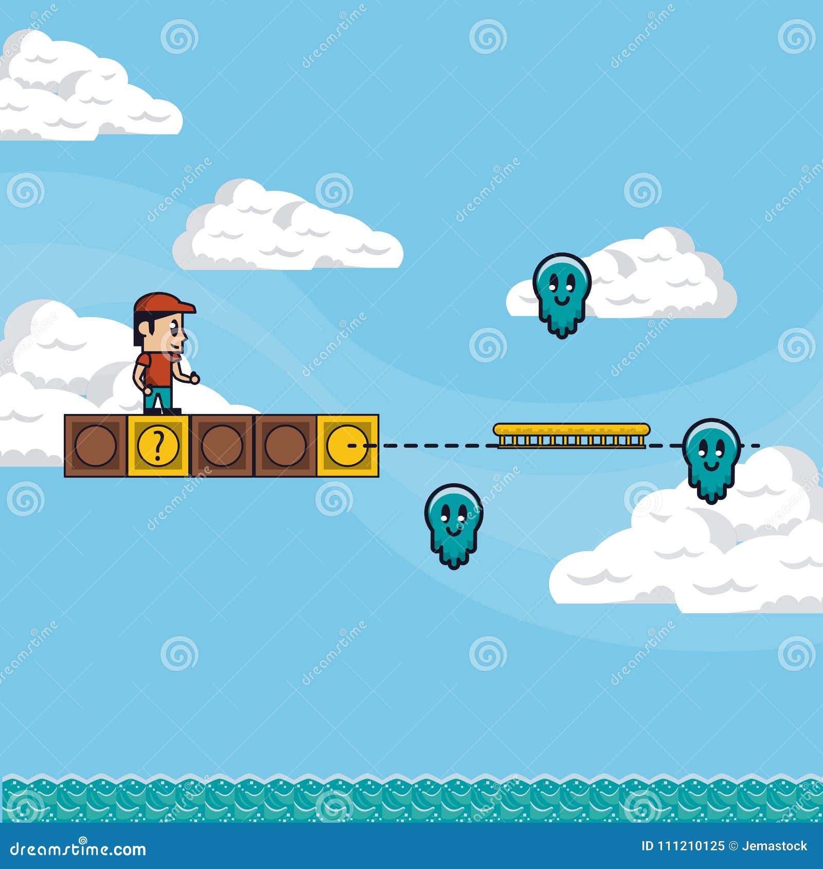 Pixelated game scenery stock vector. Illustration of outdoor - 111210125