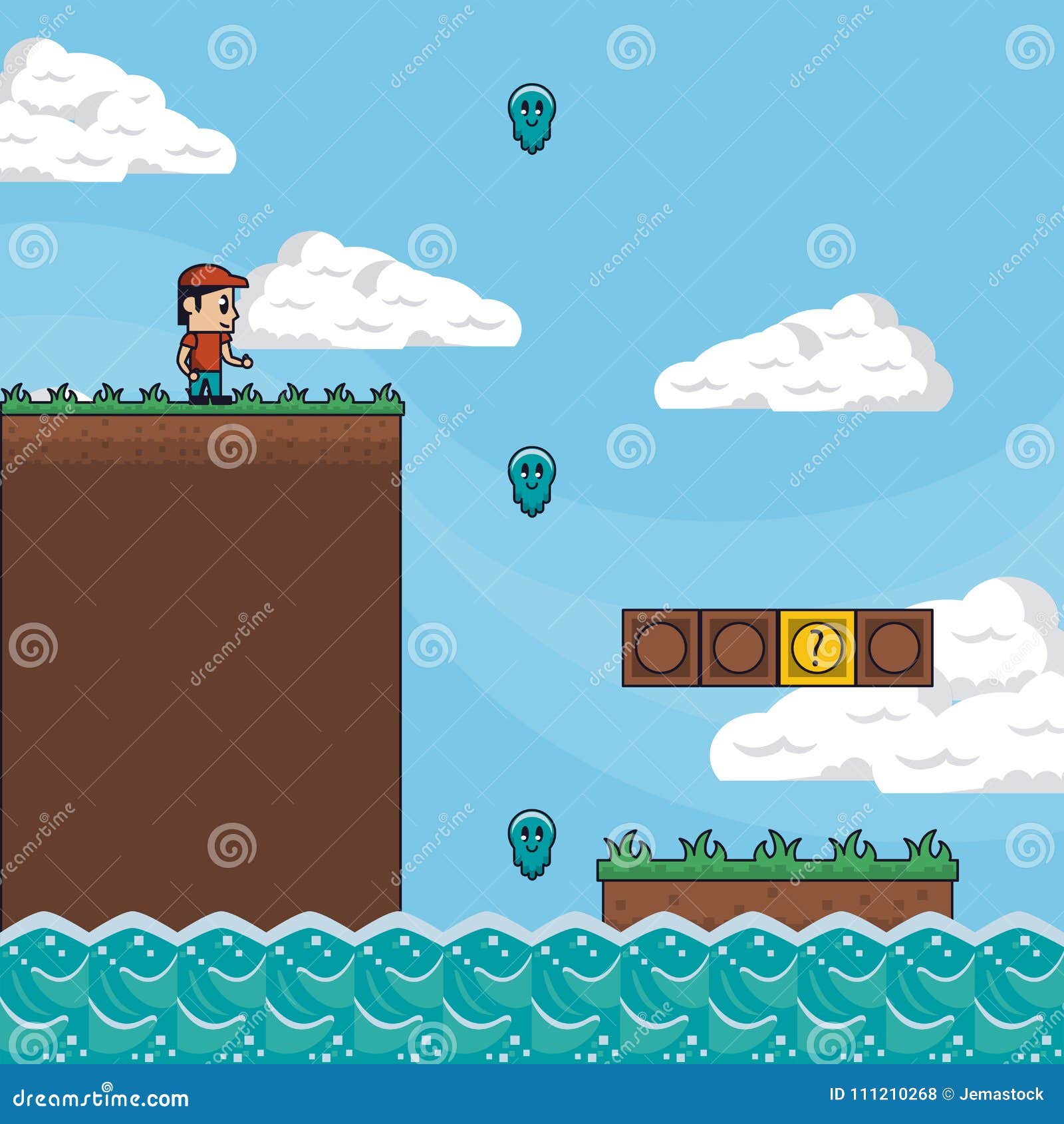 Pixelated game scenery stock vector. Illustration of skulls - 111210268