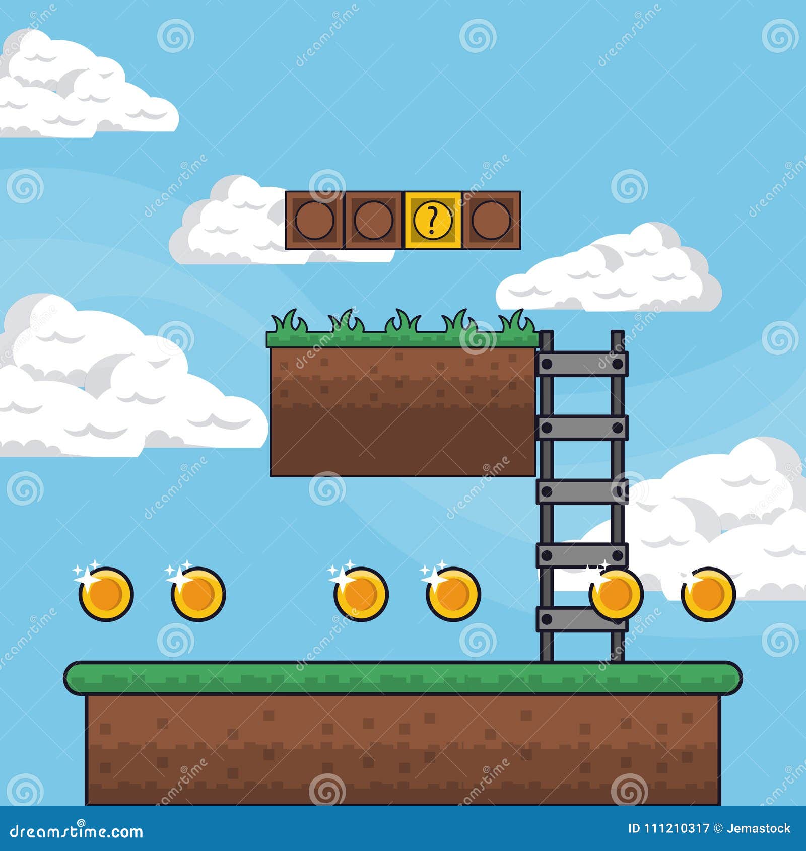 Pixelated game scenery stock vector. Illustration of cartoon - 111210317