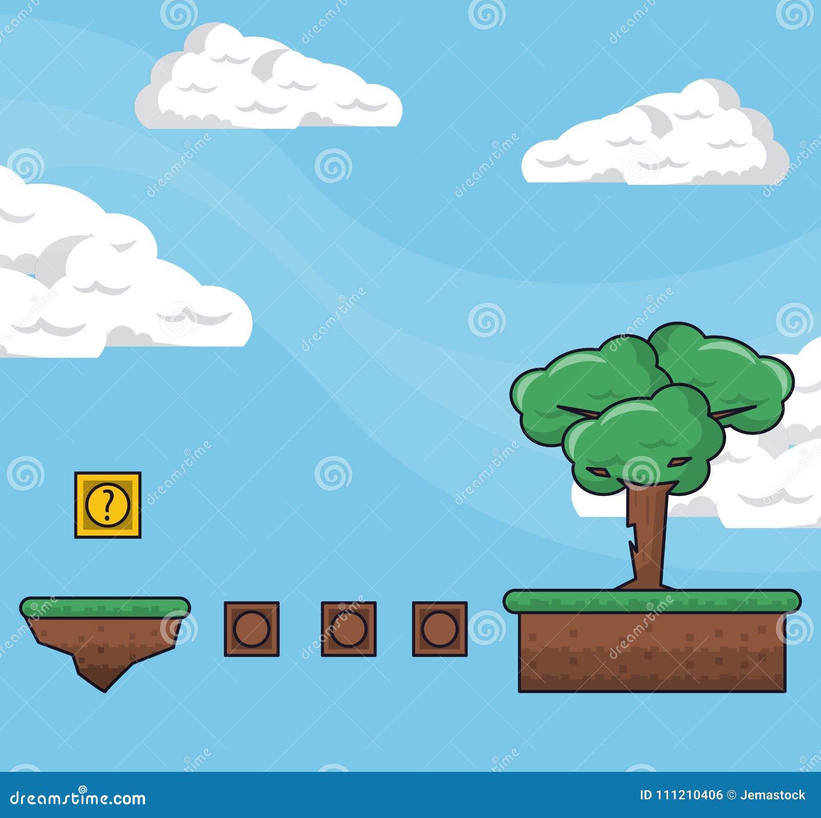 Pixelated game scenery stock vector. Illustration of arcade - 111210406