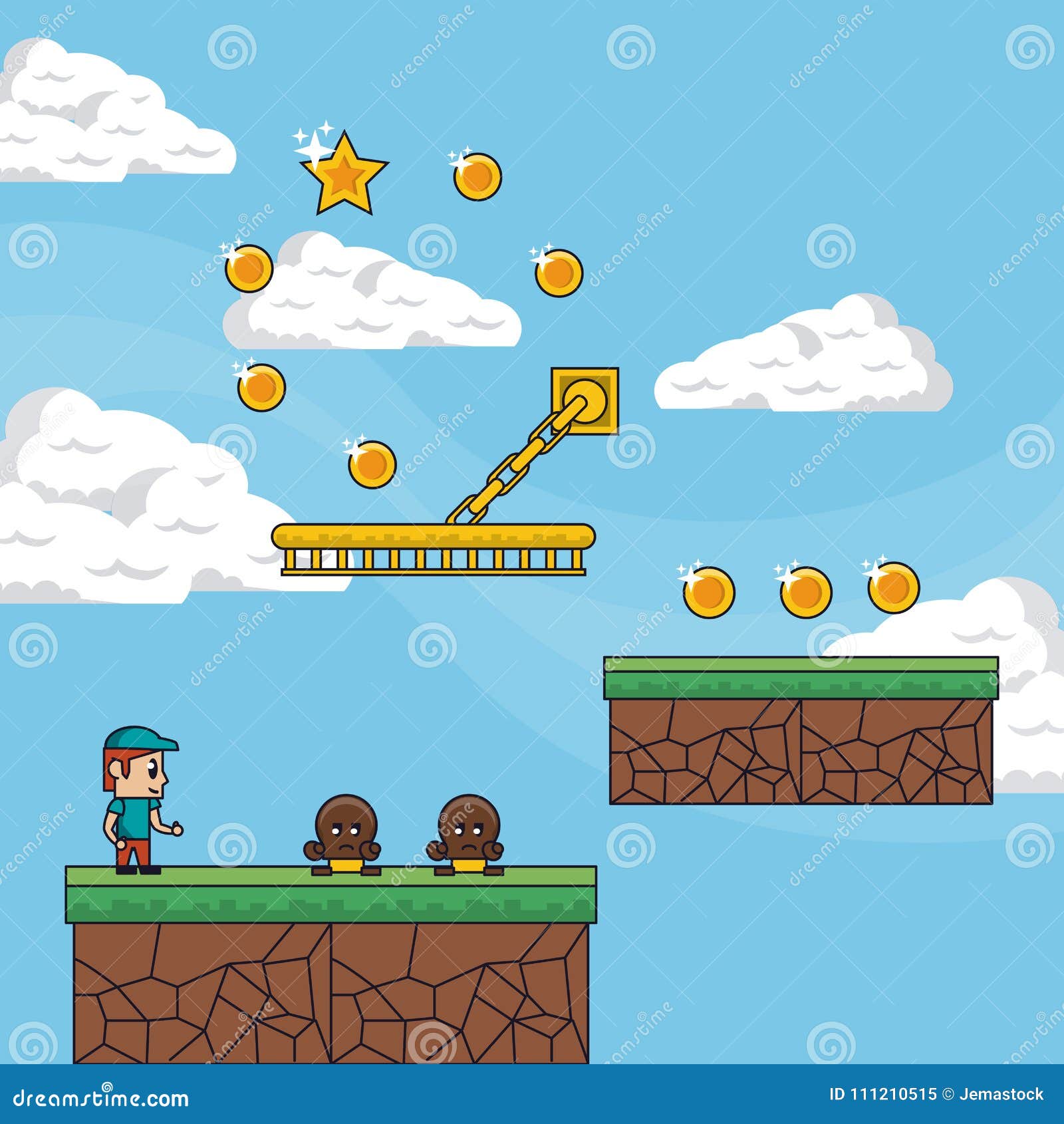 Pixelated game scenery stock vector. Illustration of interface - 111210515