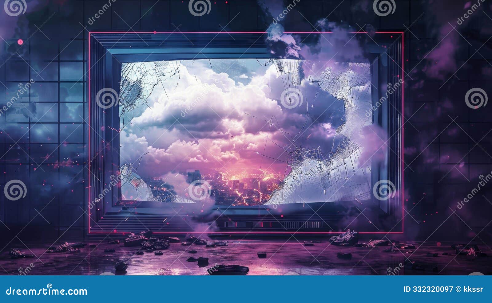 Pixelated Glitch Abstract Errors On Broken CRT TV Screen In Cyberpunk ...