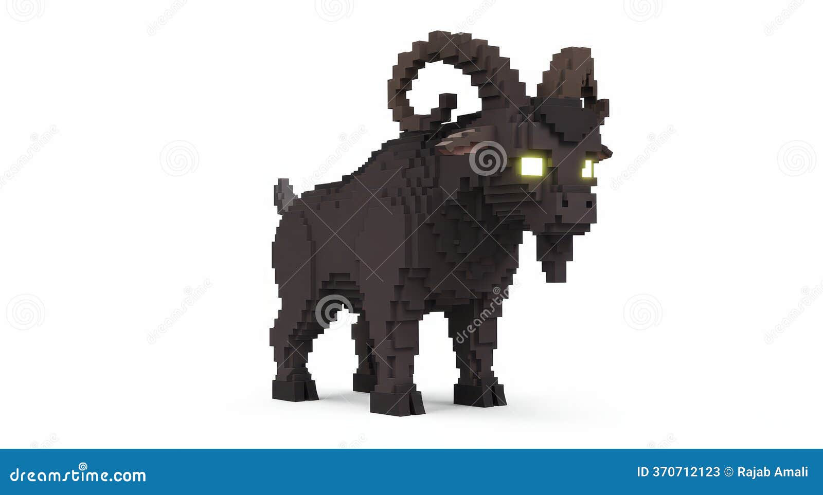 Pixel Art Ibex With Curved Horns In Side View Capturing Unique Features ...