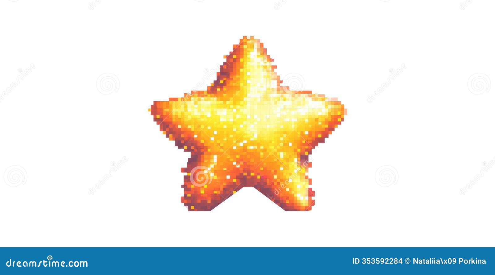 Pixelated Golden Star Icon With A 3D Design. Retro Pixel Art Of A ...