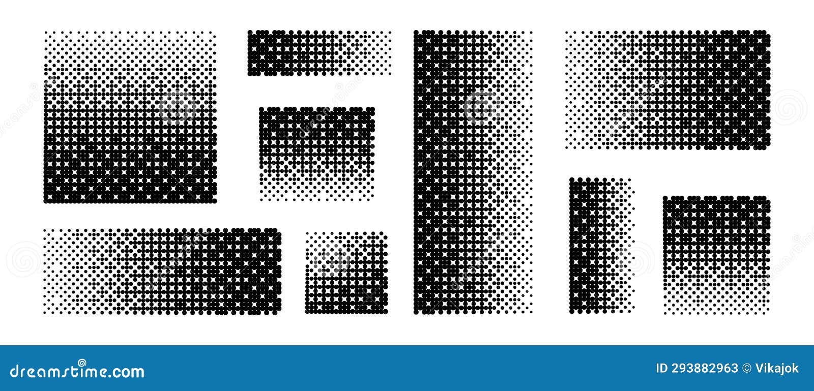 Pixelated Gradient Set. Dither Element Collection. Dissolving Halftone ...