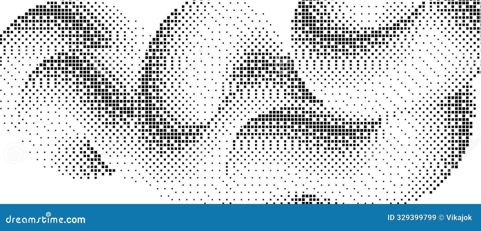 Pixelated Undulate Wavy Shape. Black Dither Wreathed Textured ...