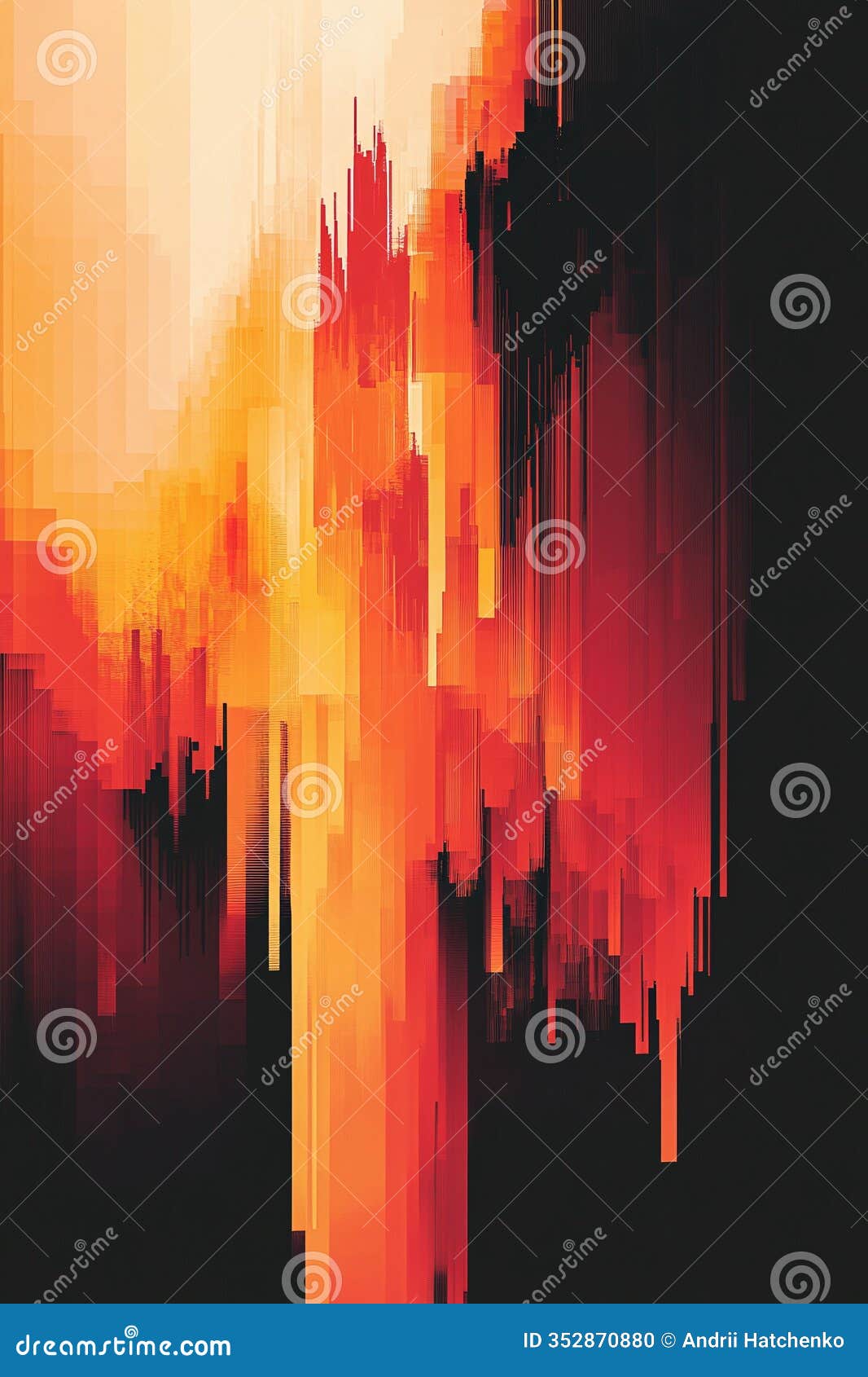 Pixelated Gradient Transitioning from Bright Red To Orange Creating a ...