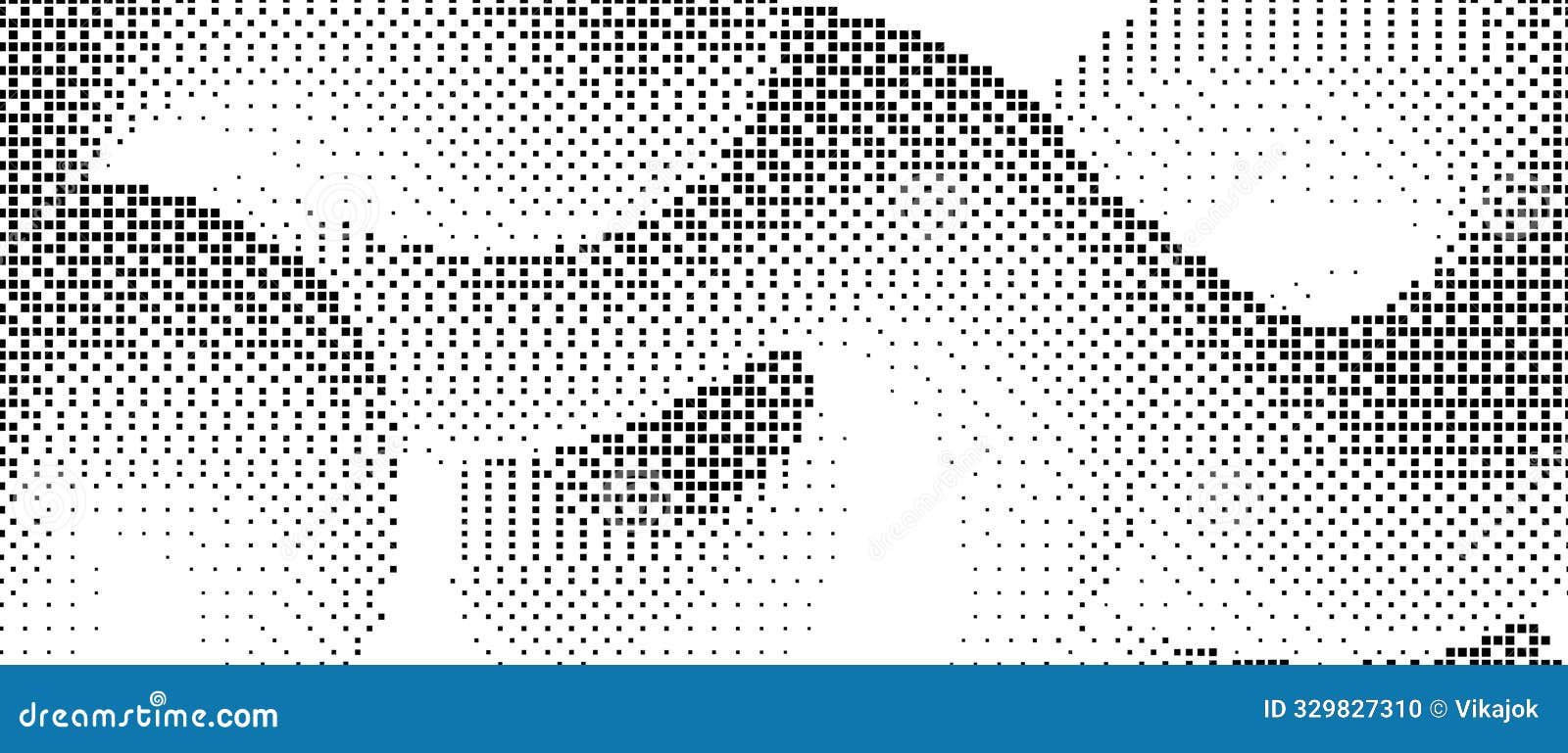 Pixelated Undulate Wavy Shape. Black Dither Wreathed Textured ...