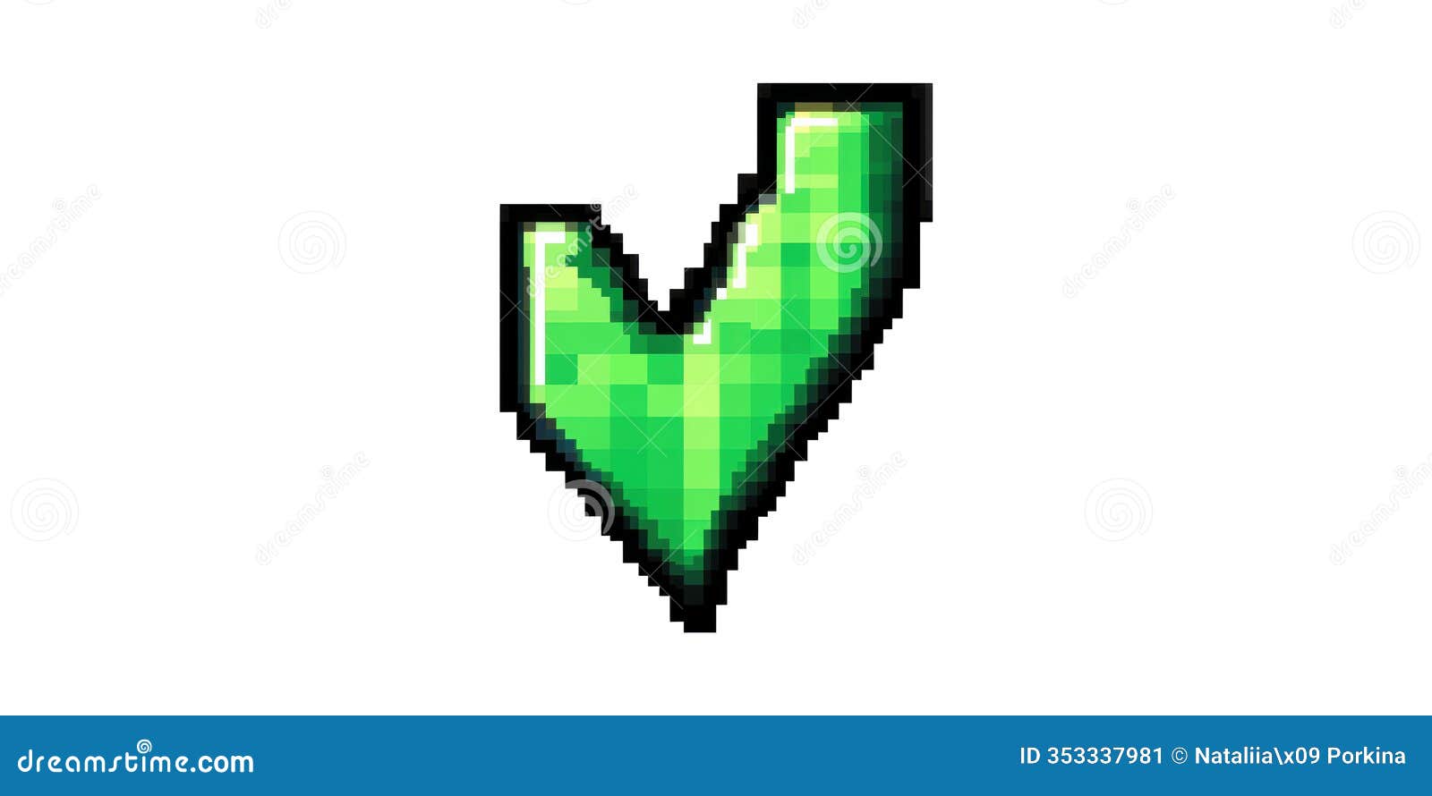 Pixelated Green Check Mark Icon Isolated On Transparent Background ...