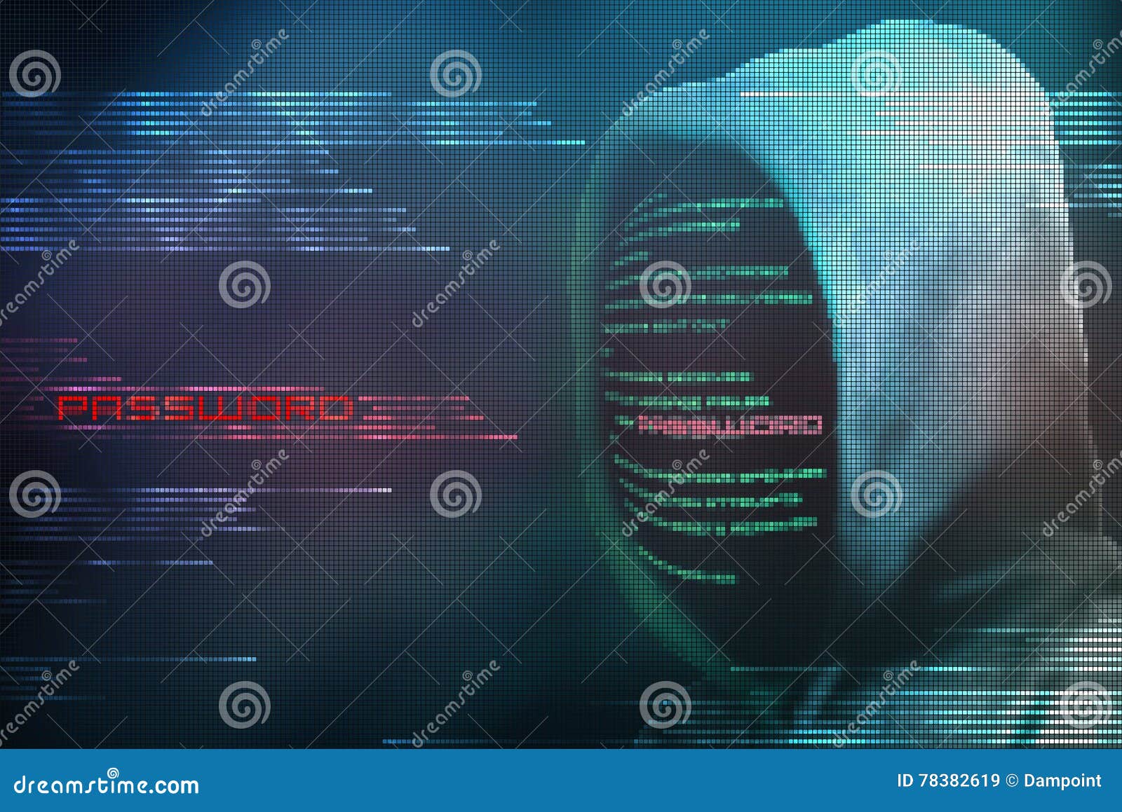 Pixelated Hacker Encoding Password from Internet Secure Code Stock ...