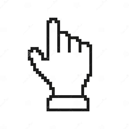 Pixelated Hand Cursor Icon. Pointing Finger Shape in Pixel Art Style ...