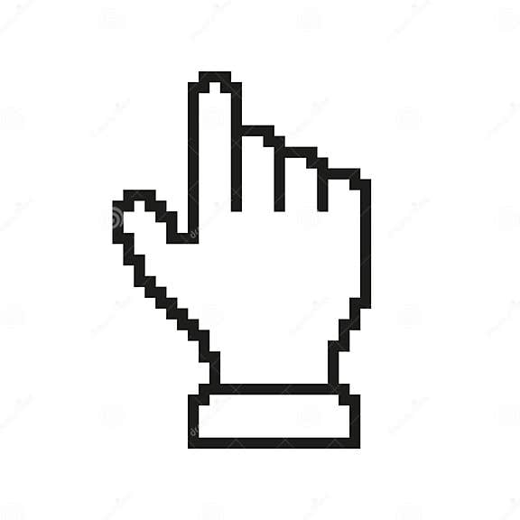 Pixelated Hand Cursor Icon. Pointing Finger Shape in Pixel Art Style ...