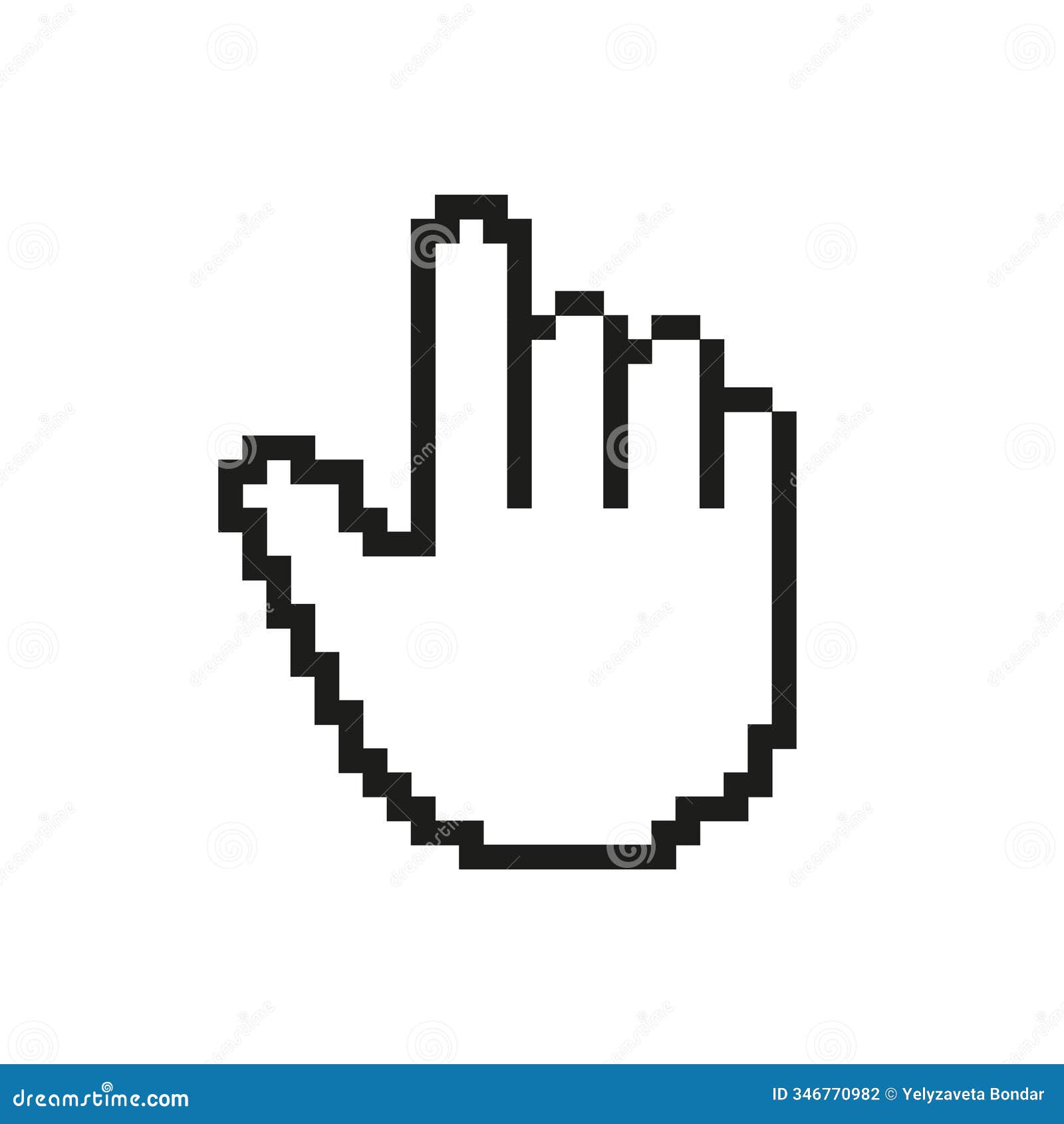 Pixelated Hand Icon. Selection Gesture in Pixel Art Style. Pointer ...