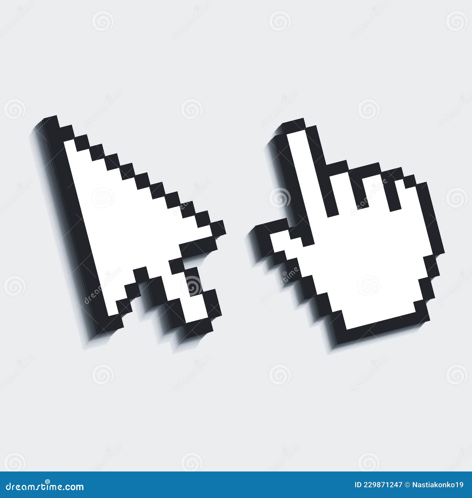 Pixelated Hand and Mouse Cursor. Vector Illustration. Stock Vector ...