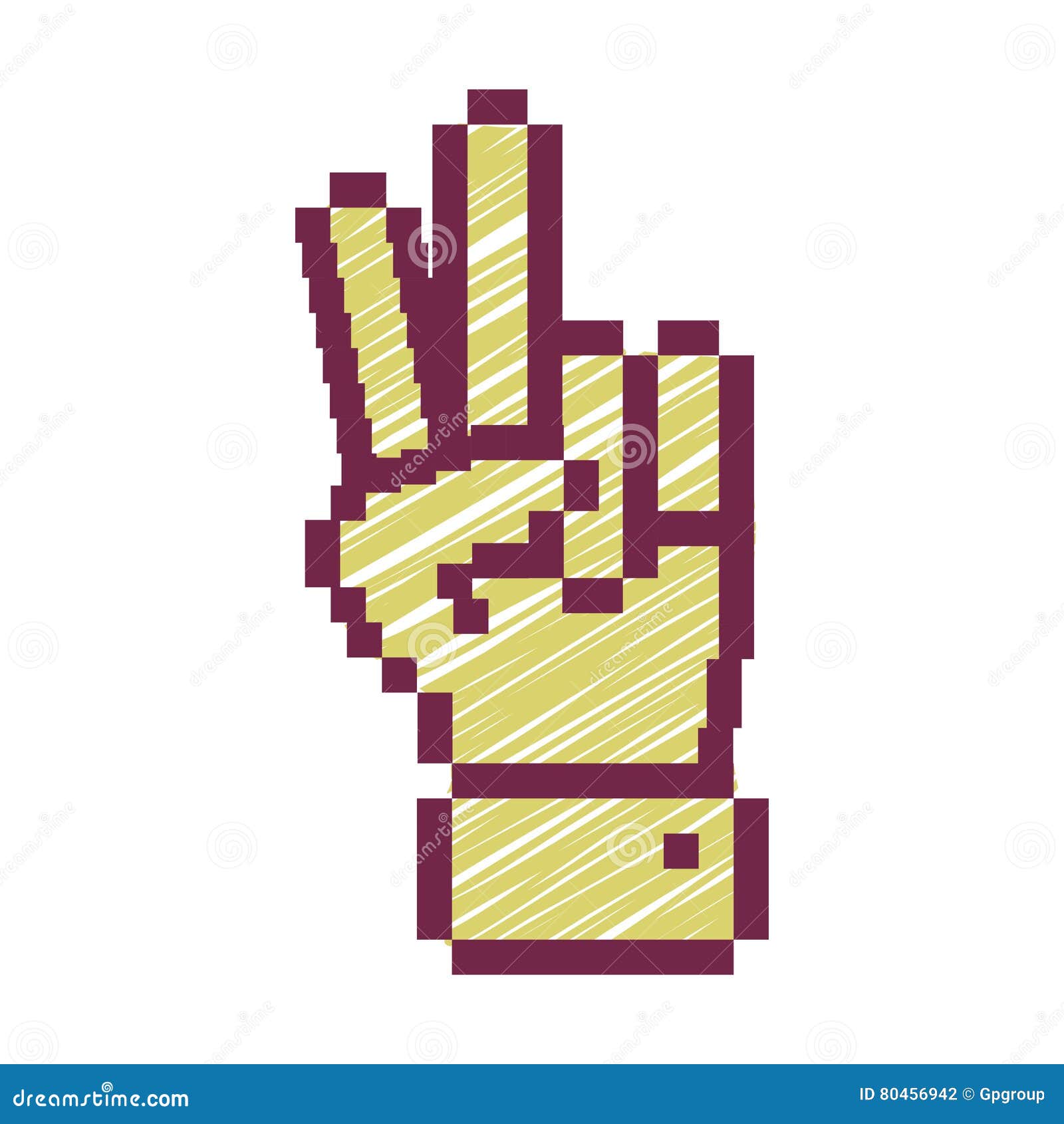 Pixelated Hand with Peace and Love Symbol and Striped Stock Vector ...