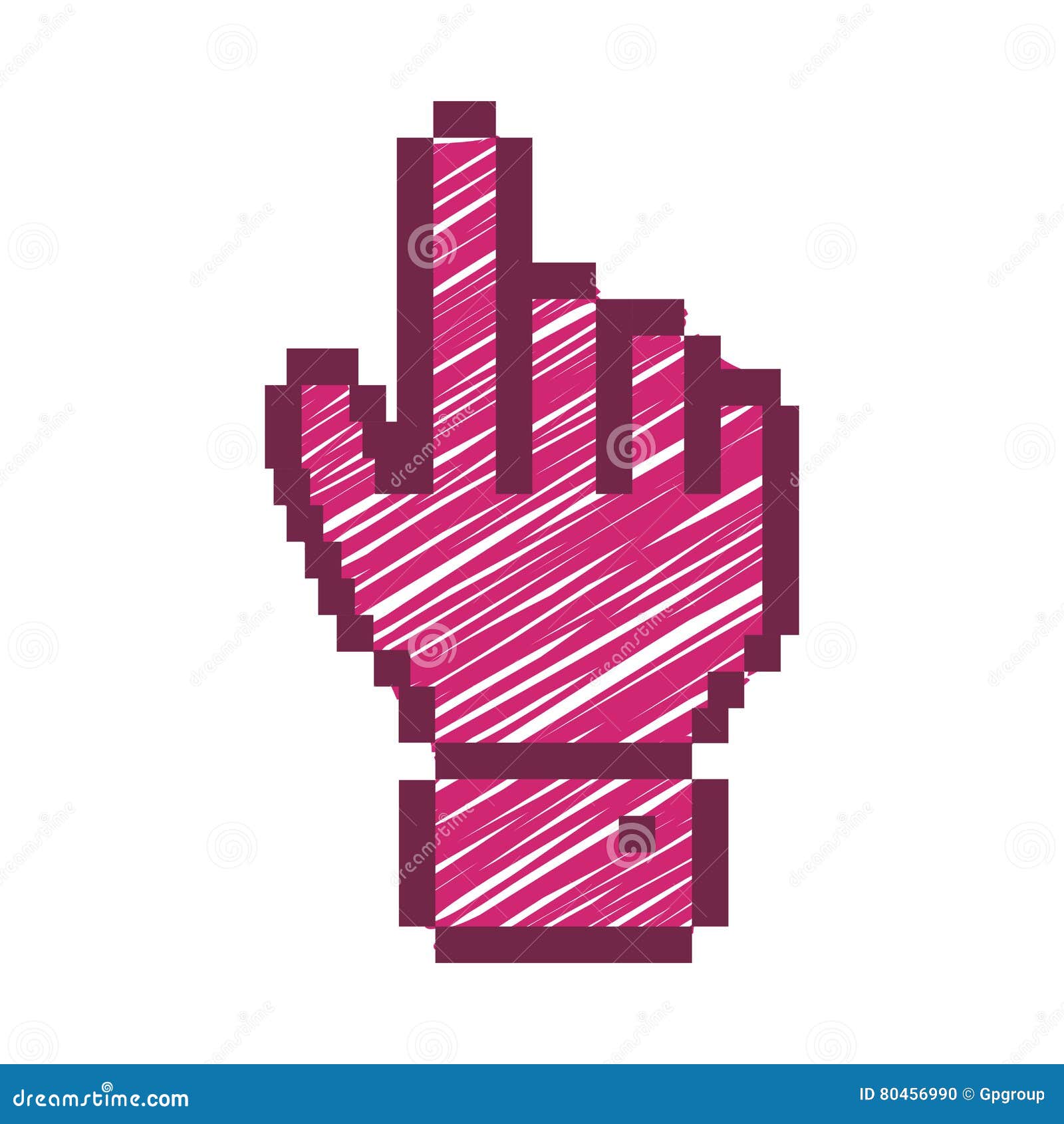 Pixelated Hand Pointing Up with Fushia Striped Stock Vector ...