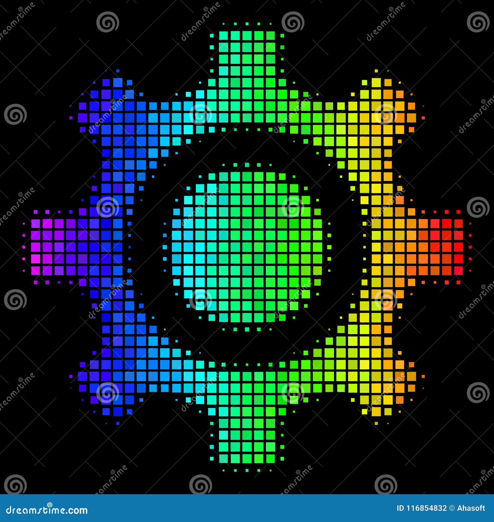 Spectral Colored Pixel Cogwheel Icon Stock Vector - Illustration of ...