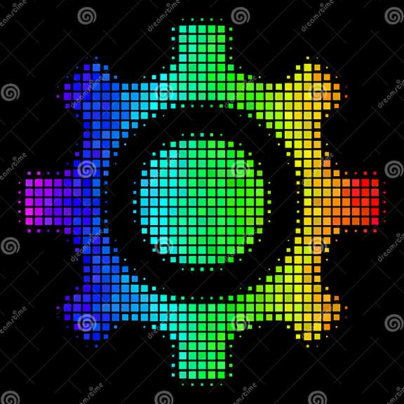 Spectral Colored Pixel Cogwheel Icon Stock Vector - Illustration of ...