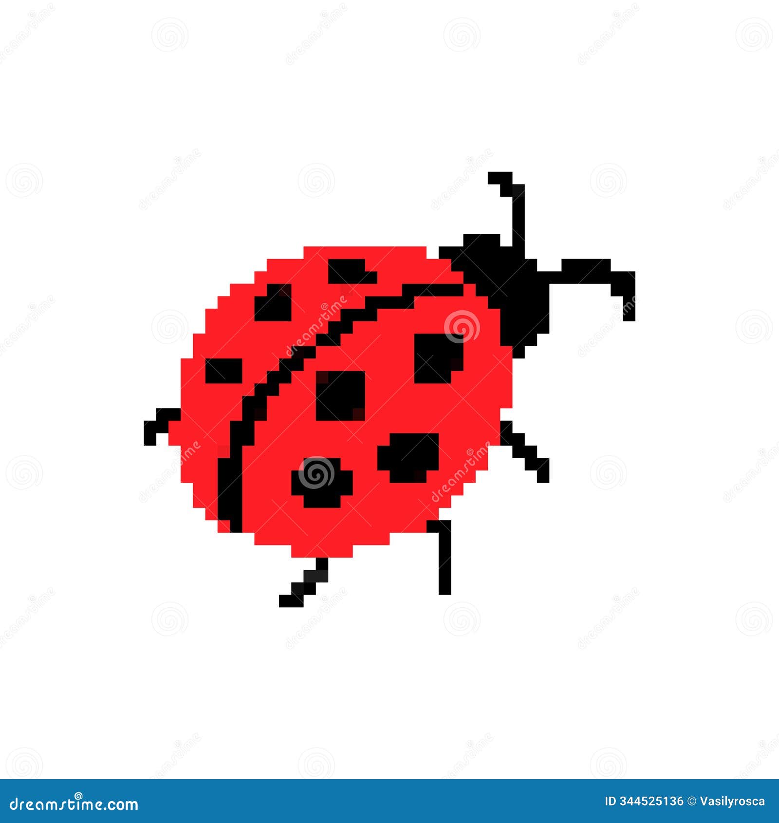 Pixelated Ladybug. Simple Pixel Art Red Ladybug With Black Spots And ...