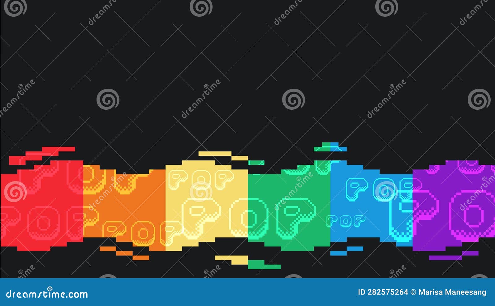 Pixelated LGBT Pride Rainbow Wave with Pop Bubble Text Effect Stock ...