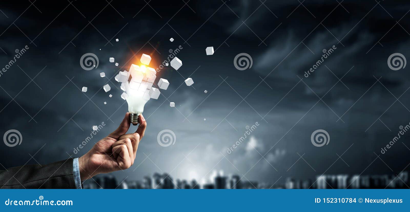 Pixelated Light Bulb. Development Concept. Mixed Media Stock Photo ...