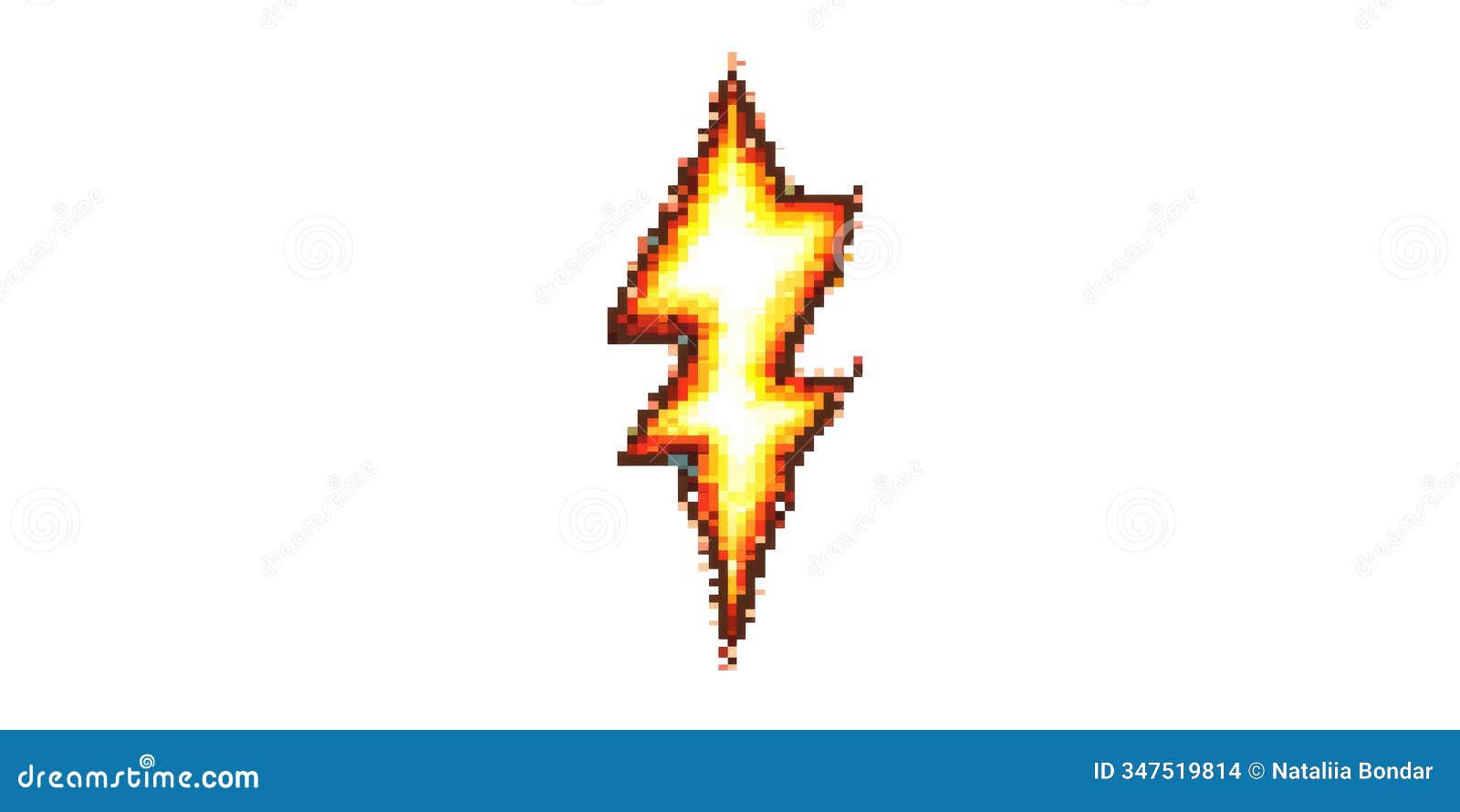 Pixelated Lightning Bolt Icon in Pixel Art Style Isolated on ...