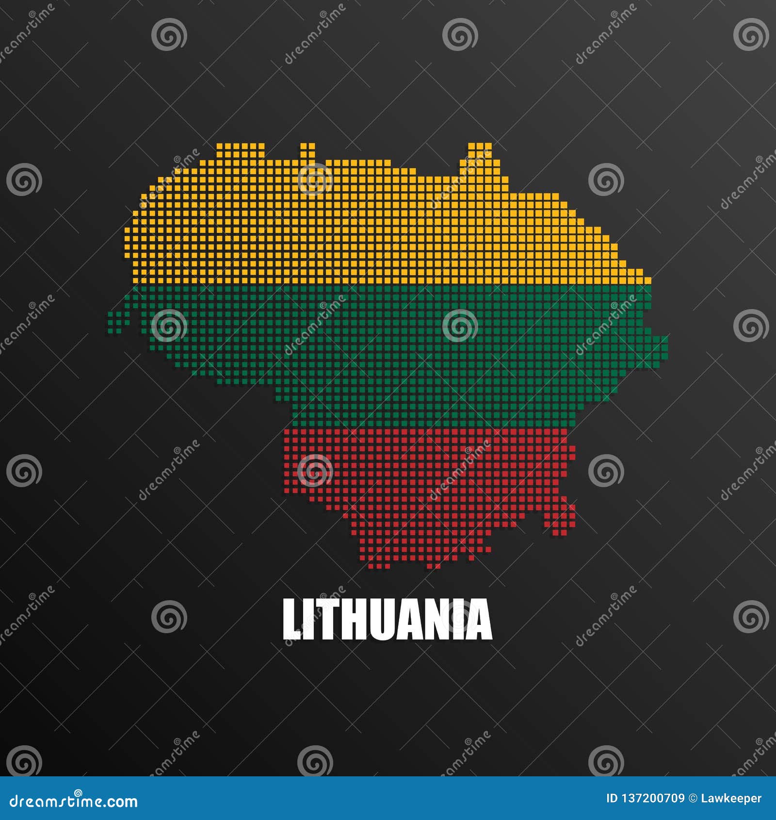 Pixelated Map of Lithuania with National Flag Stock Vector ...