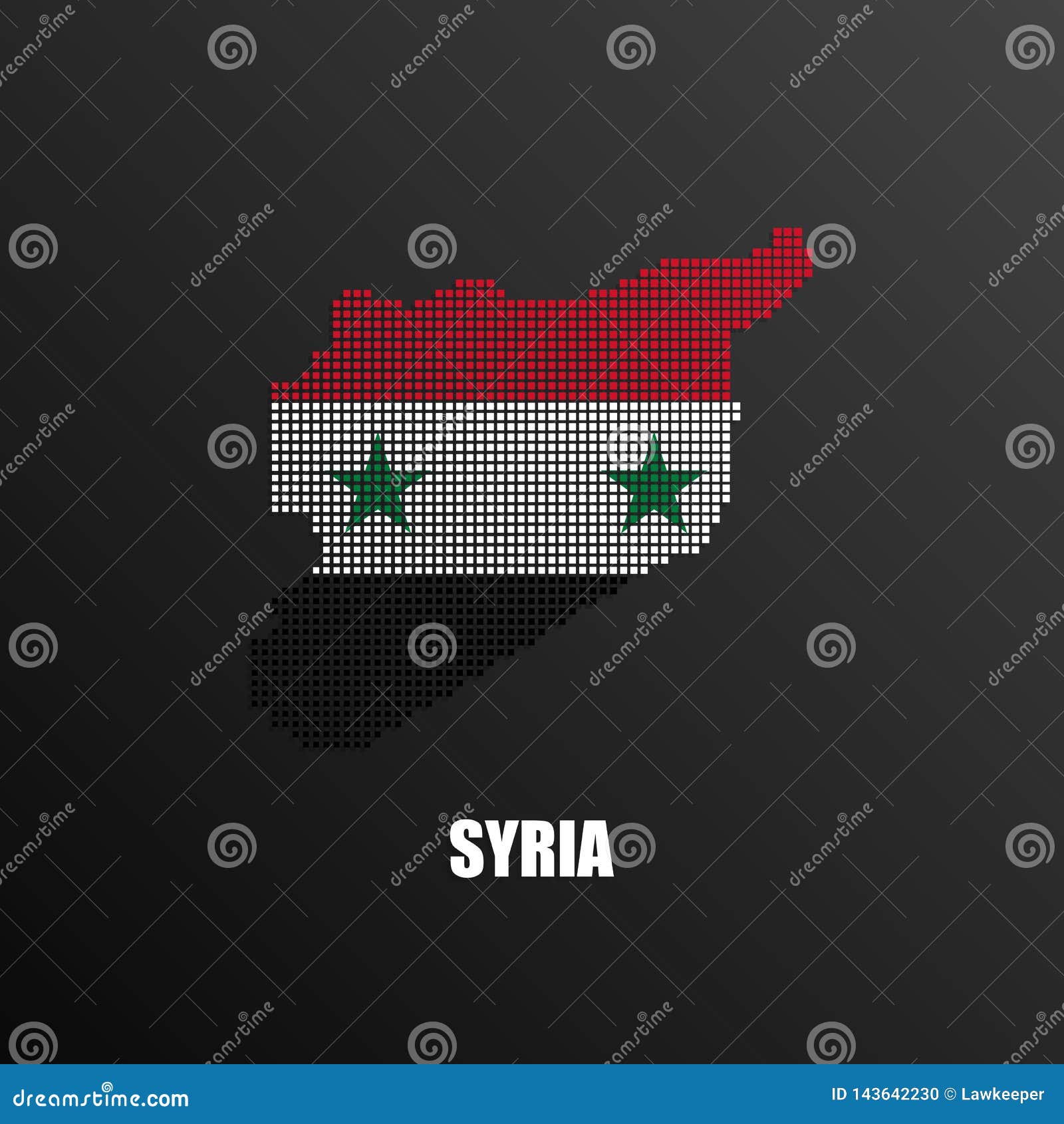 Pixelated Map Of Syria With National Flag Stock Vector Illustration