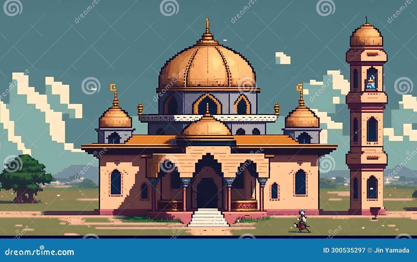 Pixelated Mosque. Vector Illustration of Pixelated Mosque on Background ...