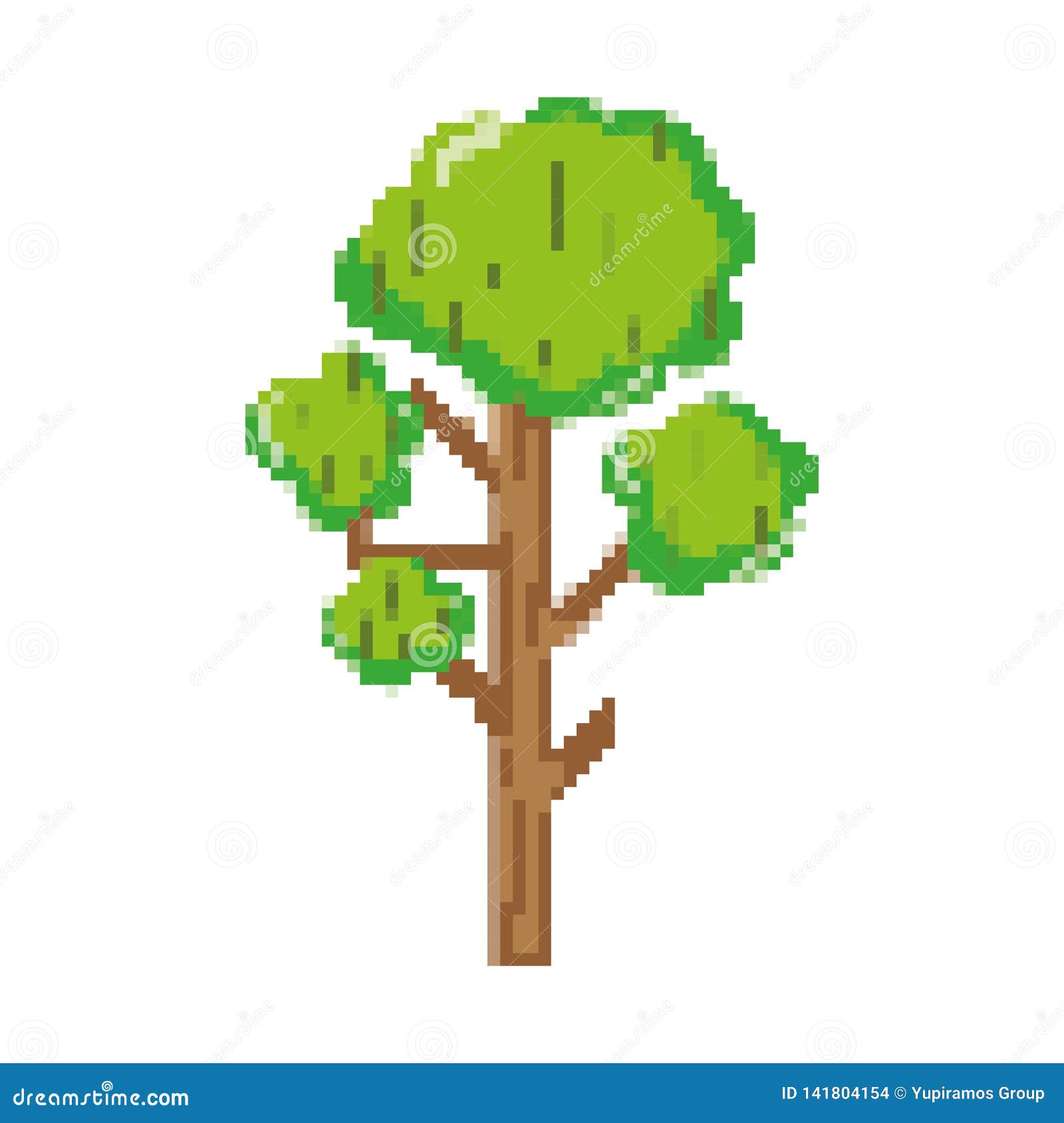 Pixelated Natural Tree Branches Leaves Style Stock Vector ...