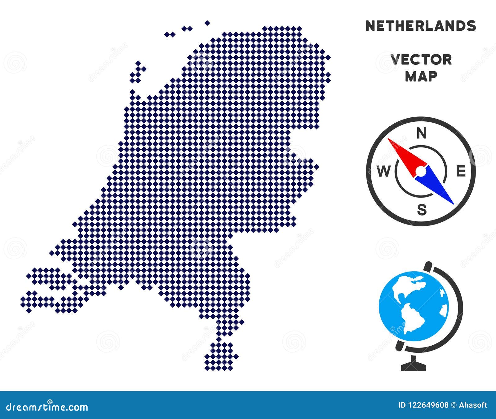 Pixelated Netherlands Map stock vector. Illustration of geography ...