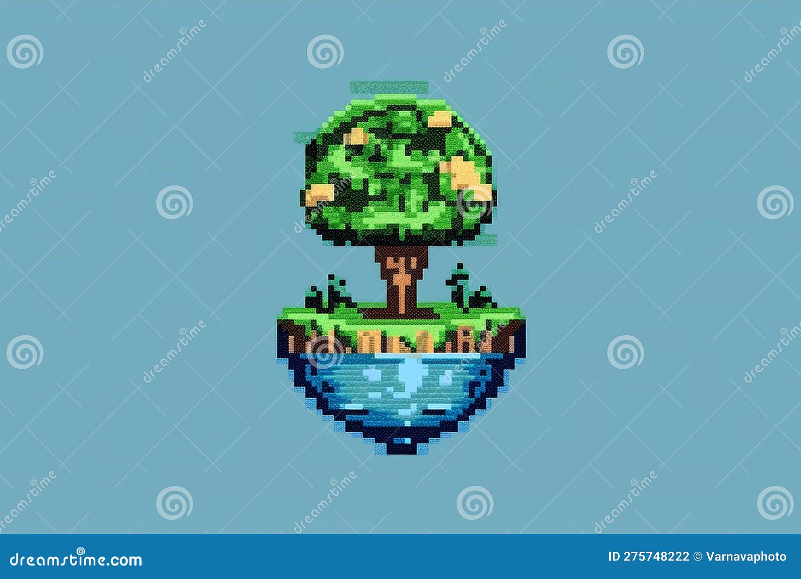 Pixelated Oasis: an Island in Digital Design. AI Generated. Stock Photo ...