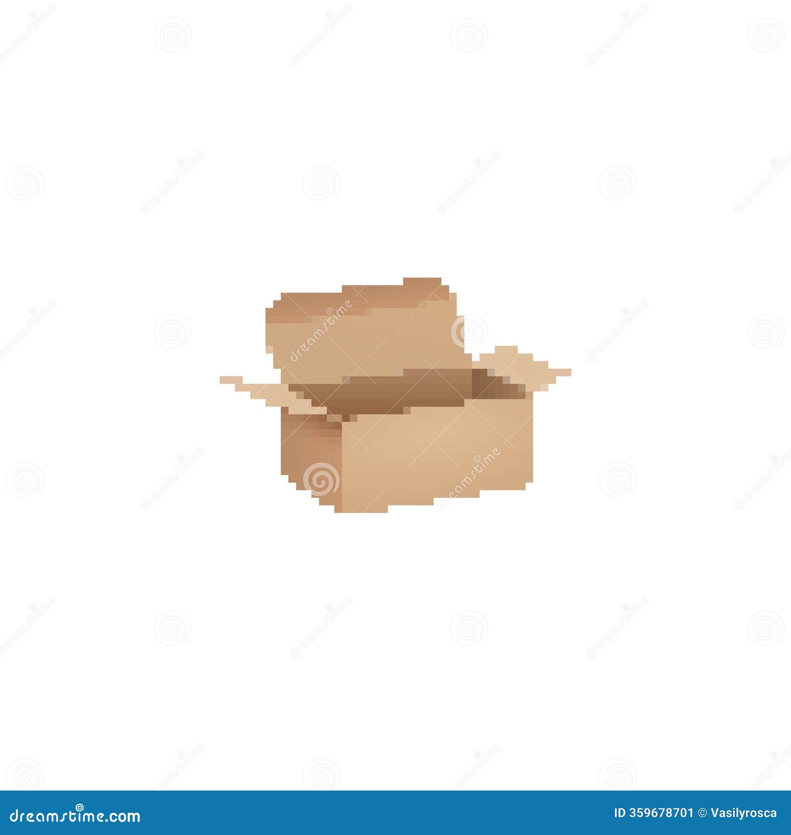 Pixelated Cardboard Box Illustration. Simple Pixel Art Of A Brown ...