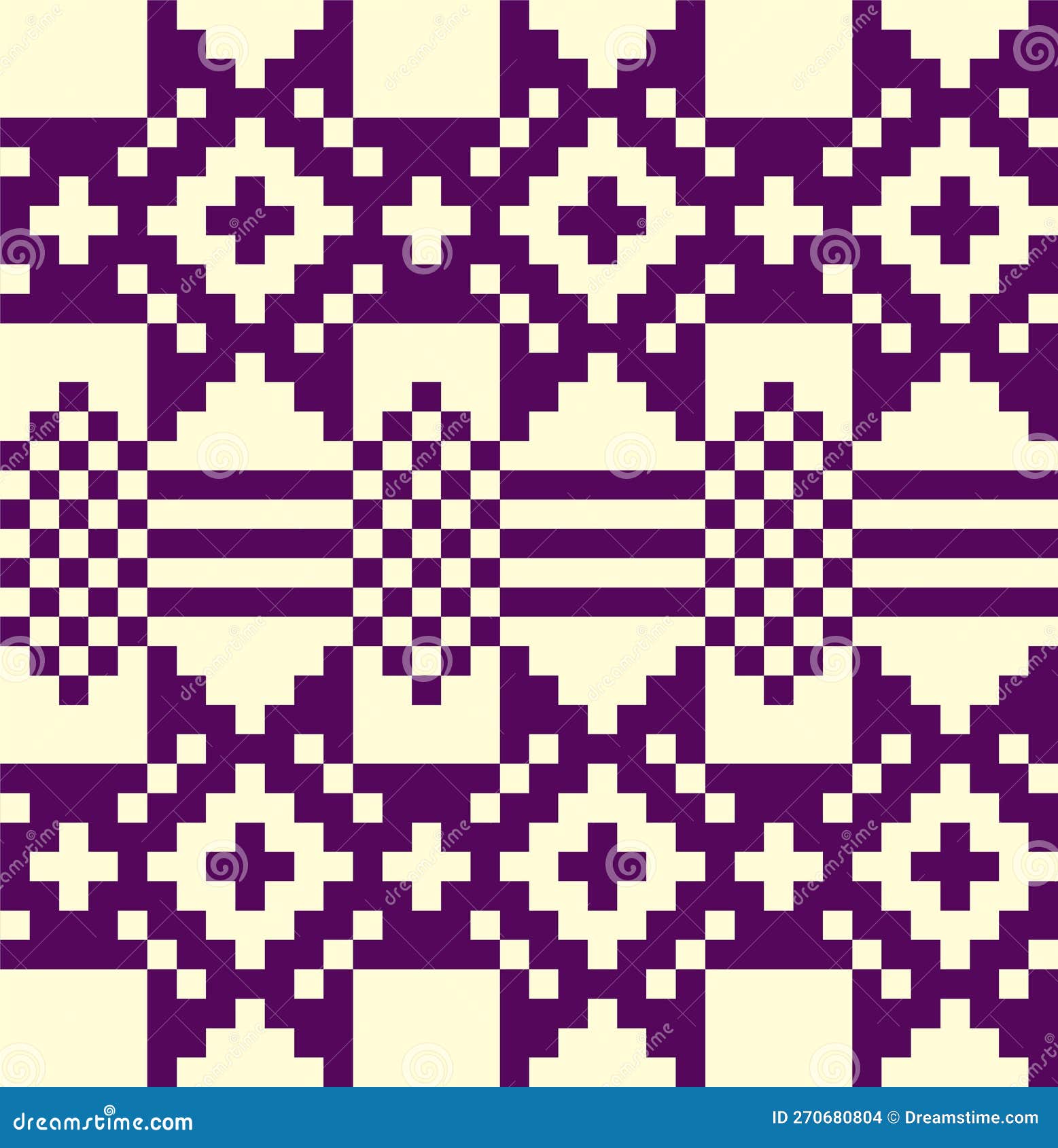 Pixelated Ornament from a Wool Blanket. Purple and Light Yellow Squares ...