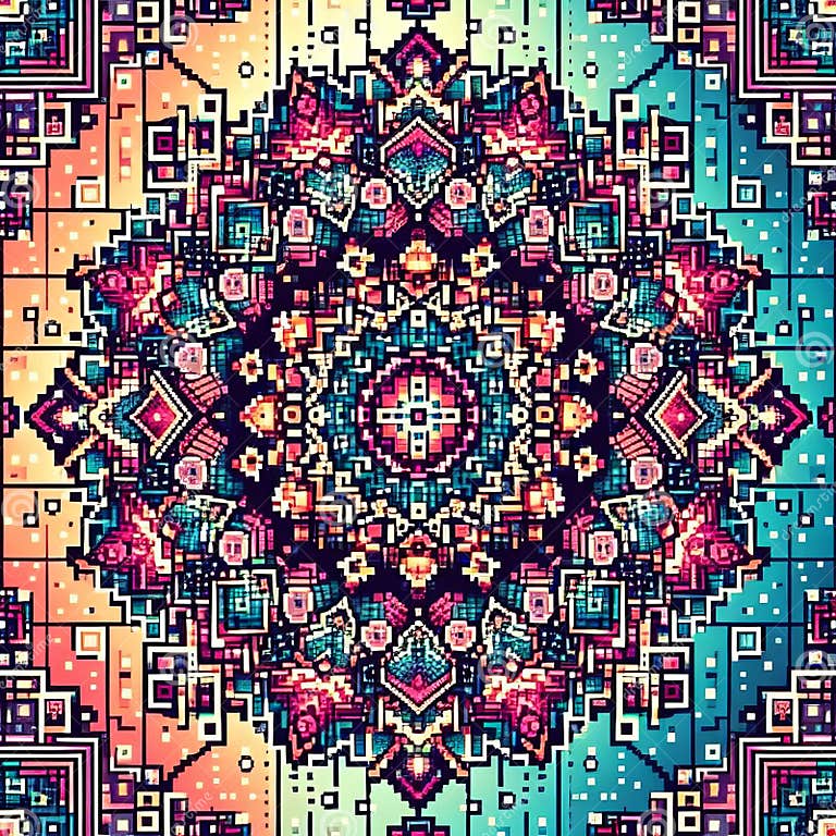 Pixelated Patterns a Pixelated Digital Collage with a Series of Stock ...