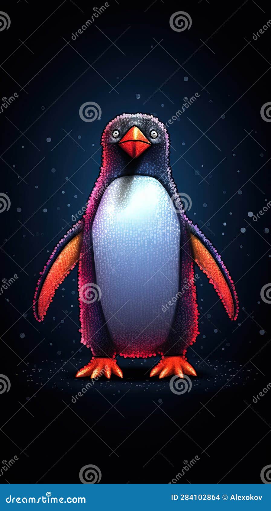 Pixelated Penguin in Focus. Generative AI Stock Illustration ...