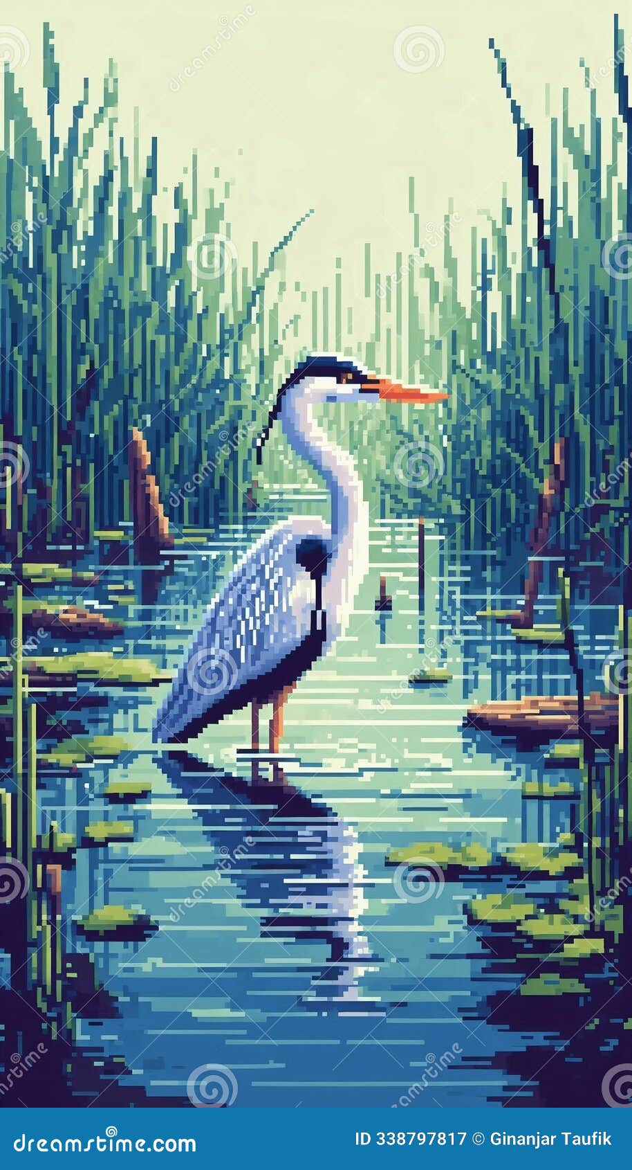 The Pixelated Predator stock illustration. Illustration of wading ...