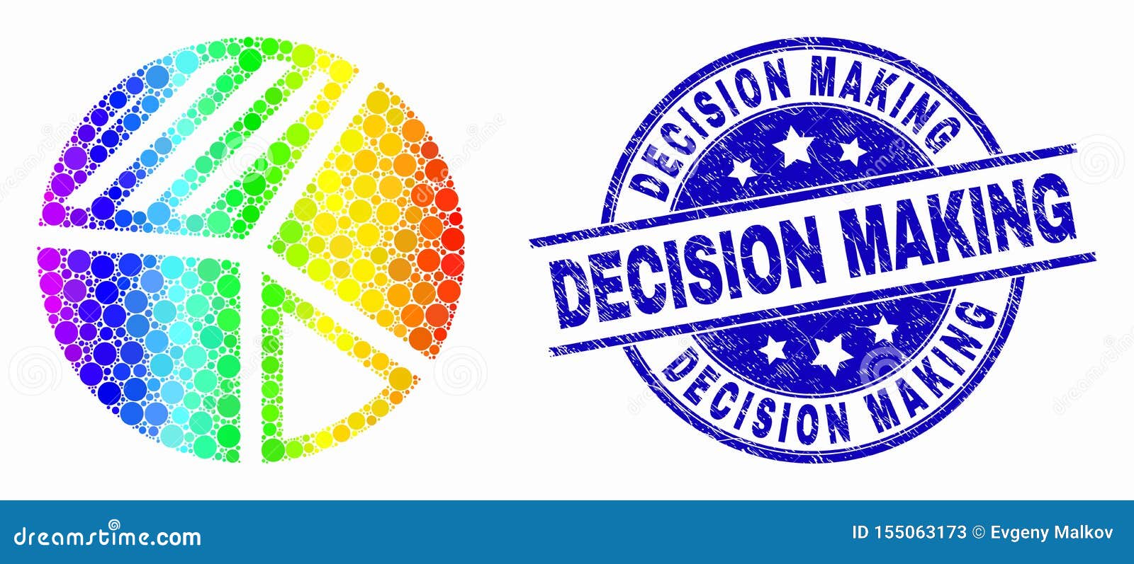 Vector Spectrum Dot Pie Chart Icon and Scratched Decision Making Seal ...