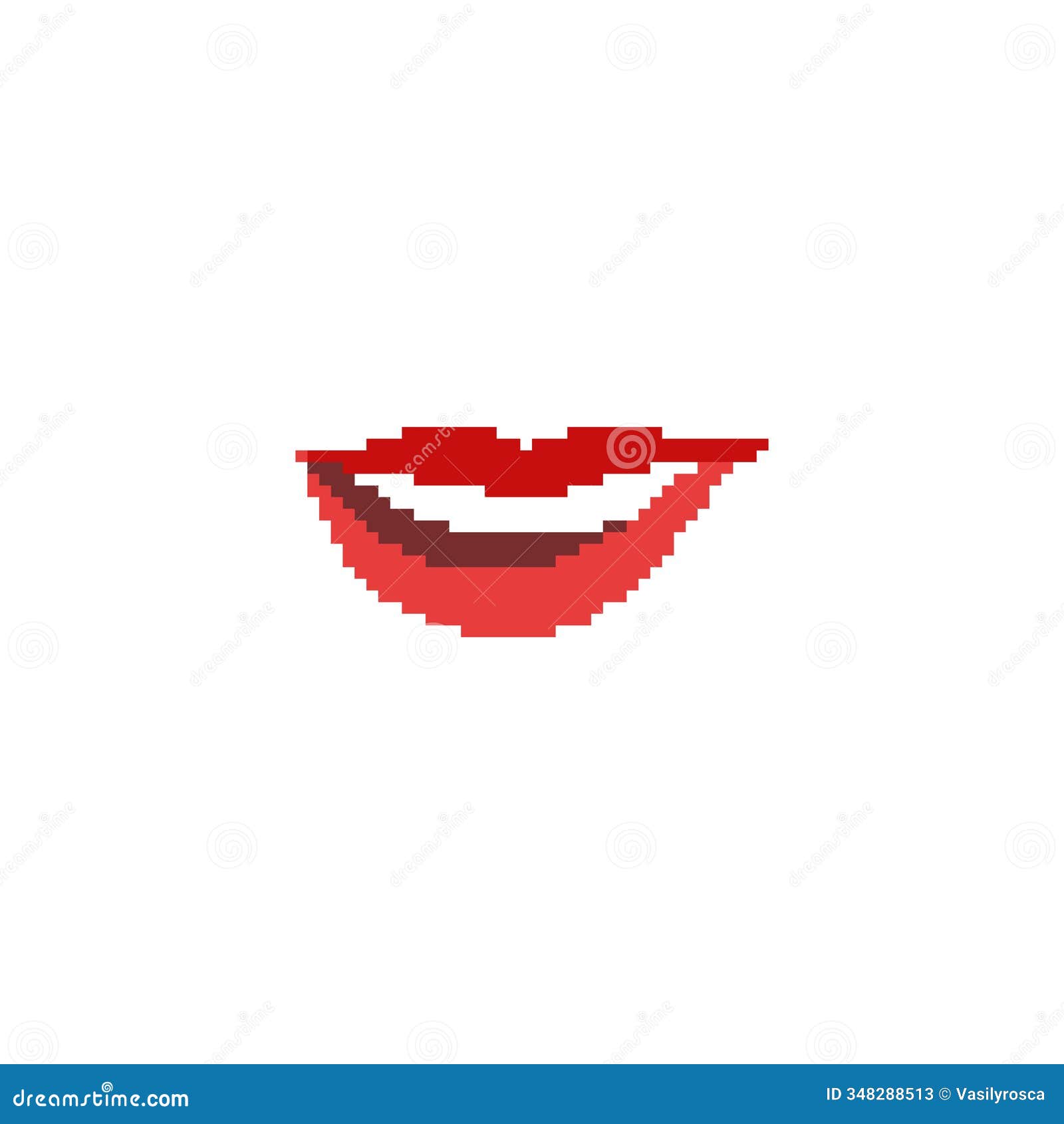 Red Pixelated Lips In Retro Digital Style. Minimalistic Red Lips Icon ...