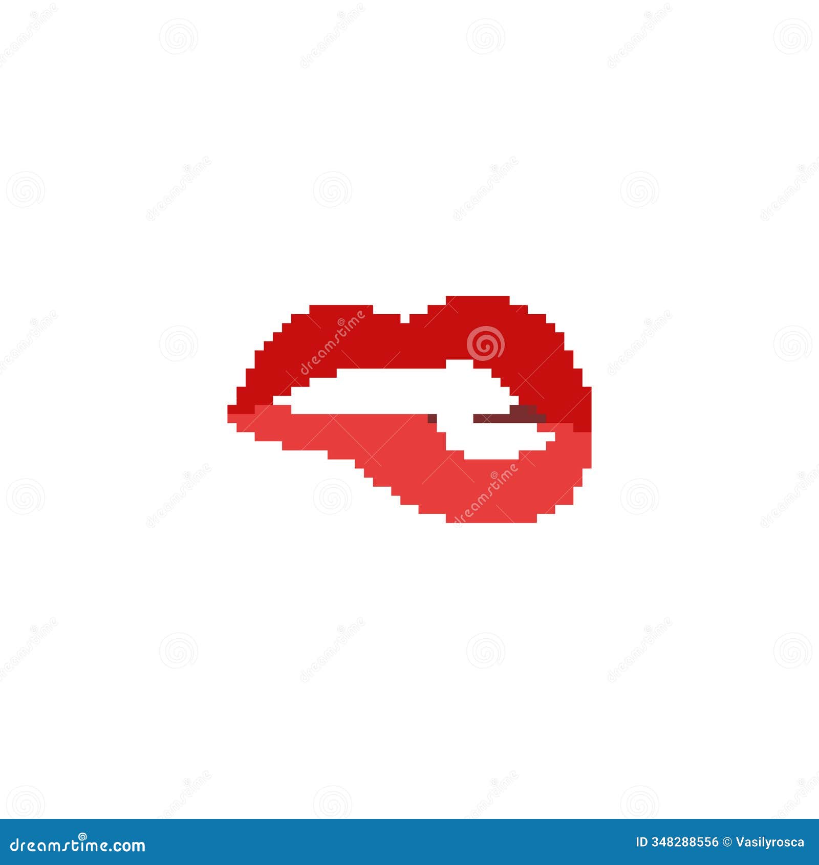 Red Pixelated Lips In Retro Digital Style. Minimalistic Red Lips Icon ...